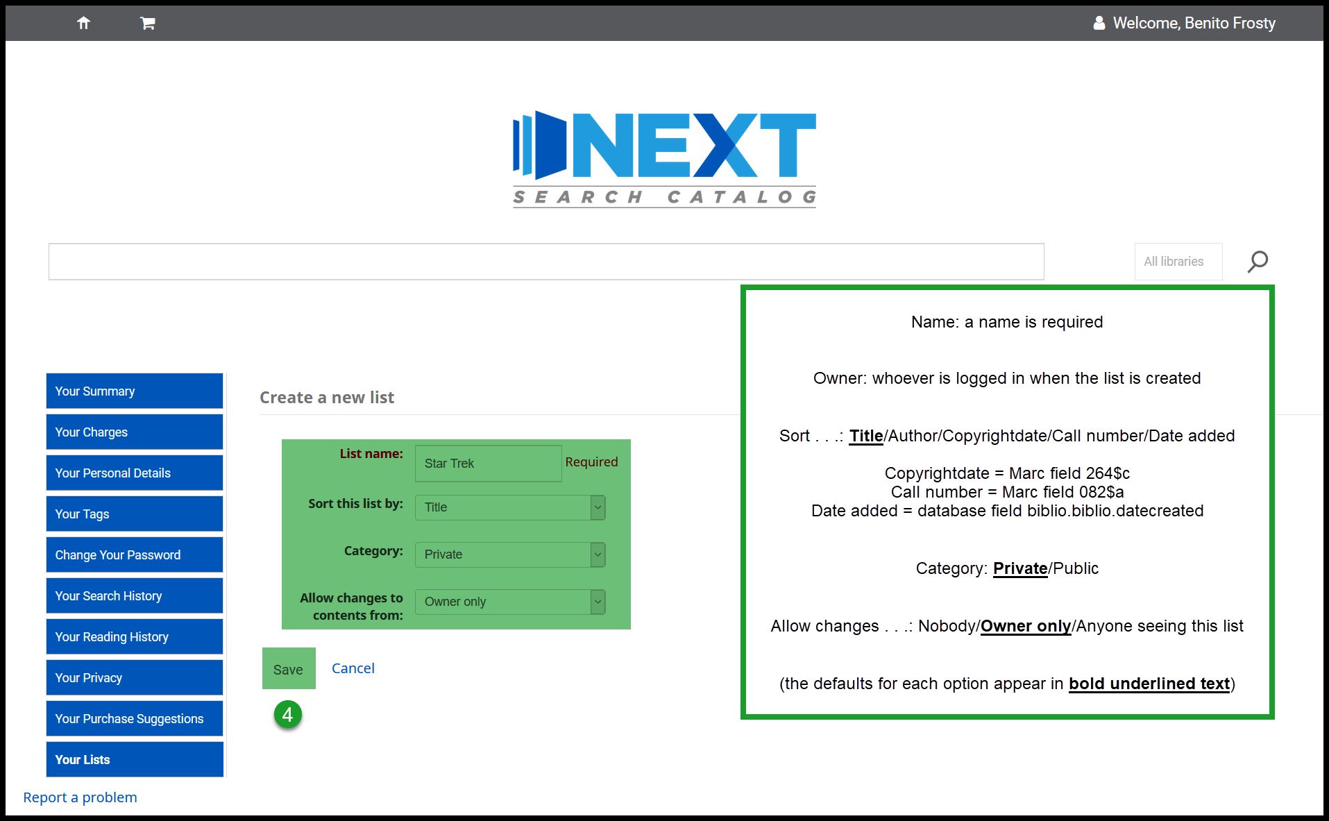 How To Create A List Next Search Catalog 1 0 Documentation